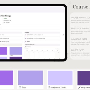 Minimal Purple Aesthetic Academic Notion Template Dashboard | ADHD ...