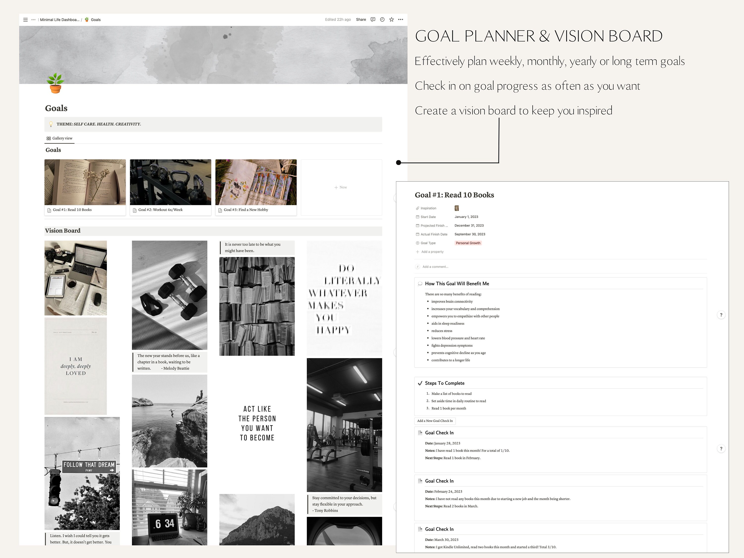 Grey Aesthetic Minimal Notion Template Dashboard ADHD - Etsy