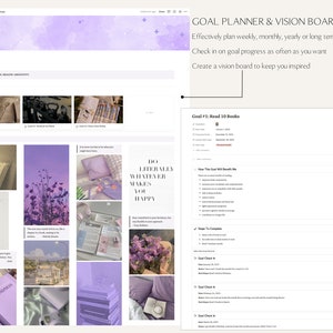 Purple Aesthetic Minimal Notion Template Dashboard ADHD Friendly Weekly ...