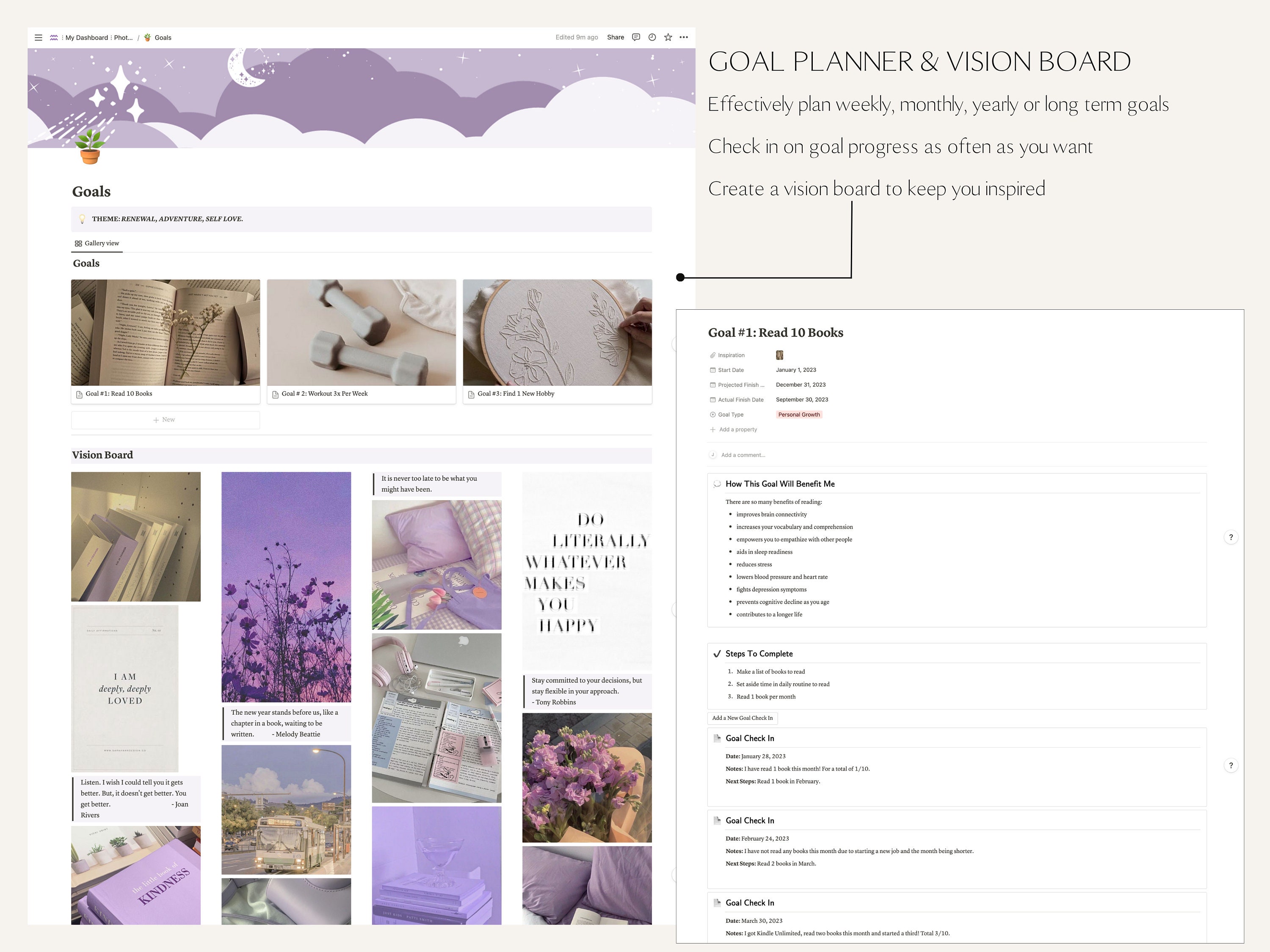 Purple Aesthetic All in One Life Notion Template Dashboard - Etsy