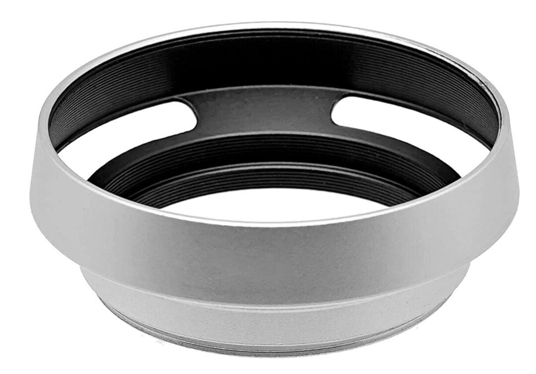METAL LENS HOOD Vented Silver Gray Steel Camera Contax Pentax Sigma 37 ...