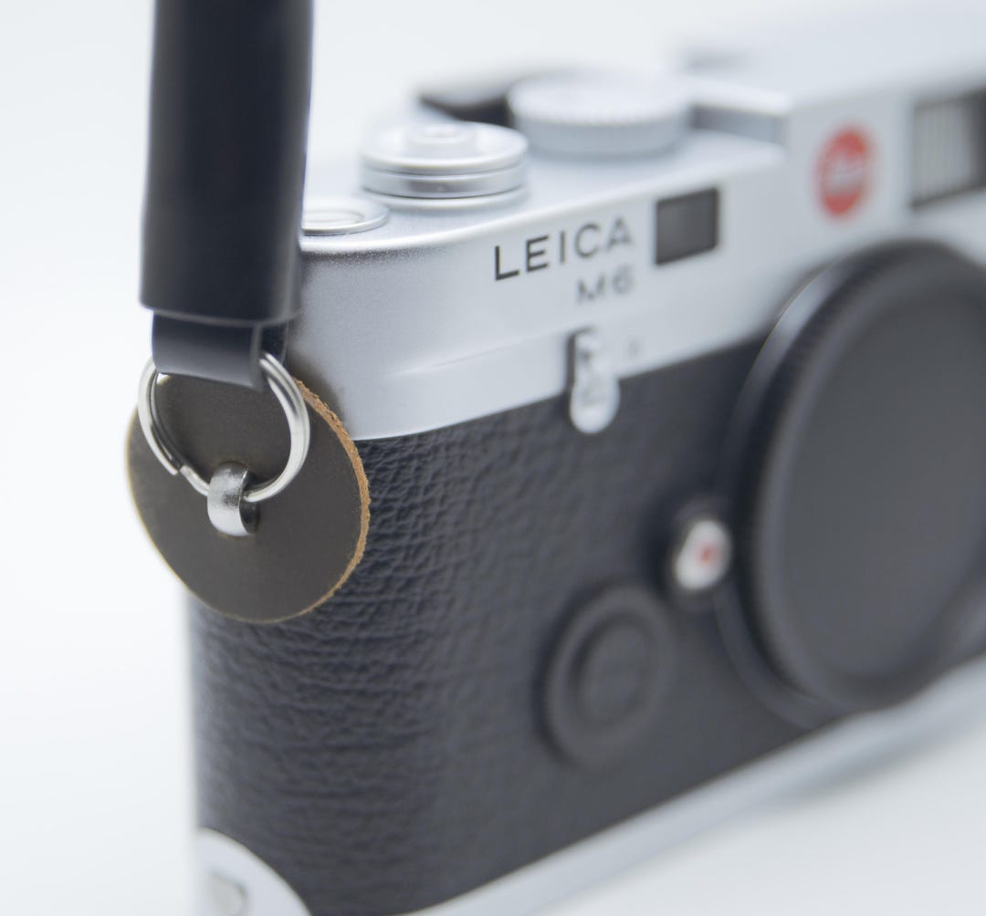 Brown LEATHER Camera Neck Strap Eyelet Protector Split OLYMPUS Om-1 M-1 ...