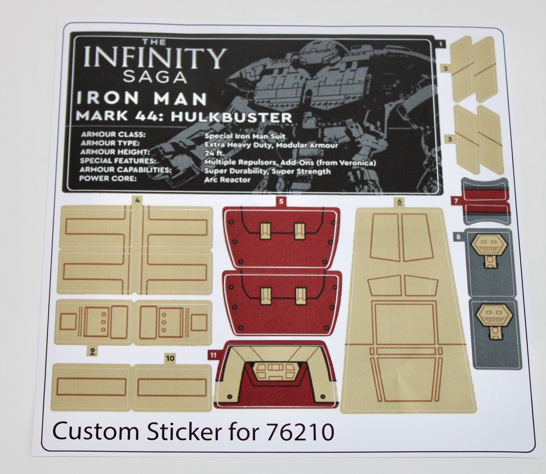 Custom Sticker for 76210 Replacement Sticker Sheet for Hulkbuster - Etsy