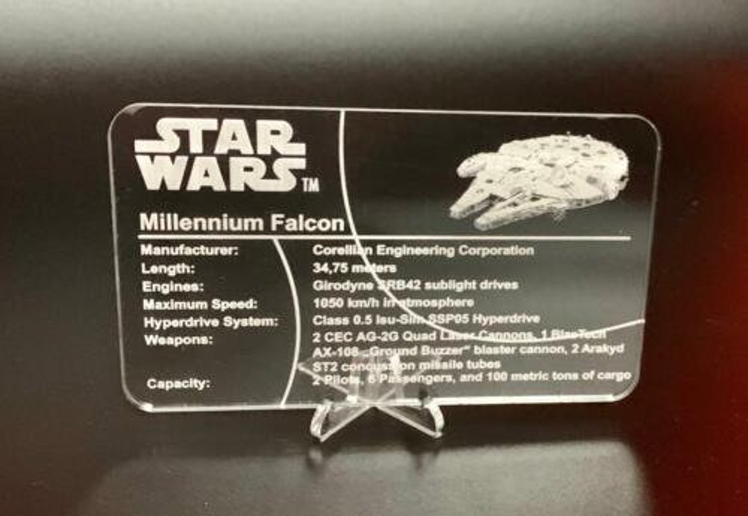 Display Acrylic Glass Plaque for LEGO 75257 Star Wars™ Millennium ...