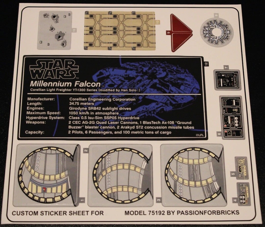 Custom Sticker Compatible With Model 75192 Sticker Sheet for 75192 - Etsy