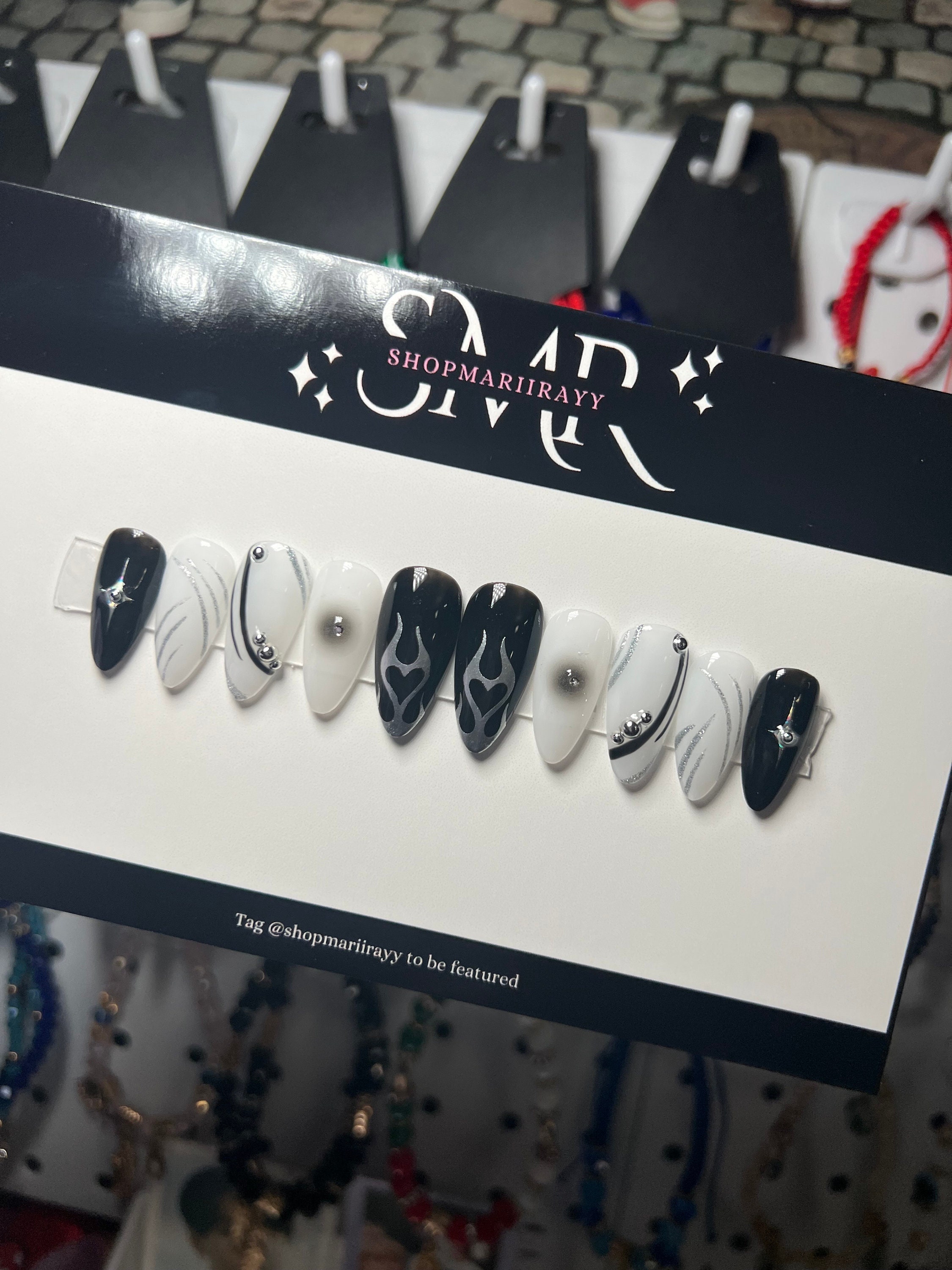 Metallic Silver Press on Nails Goth Gothic Grunge Emo Style Nails - Etsy