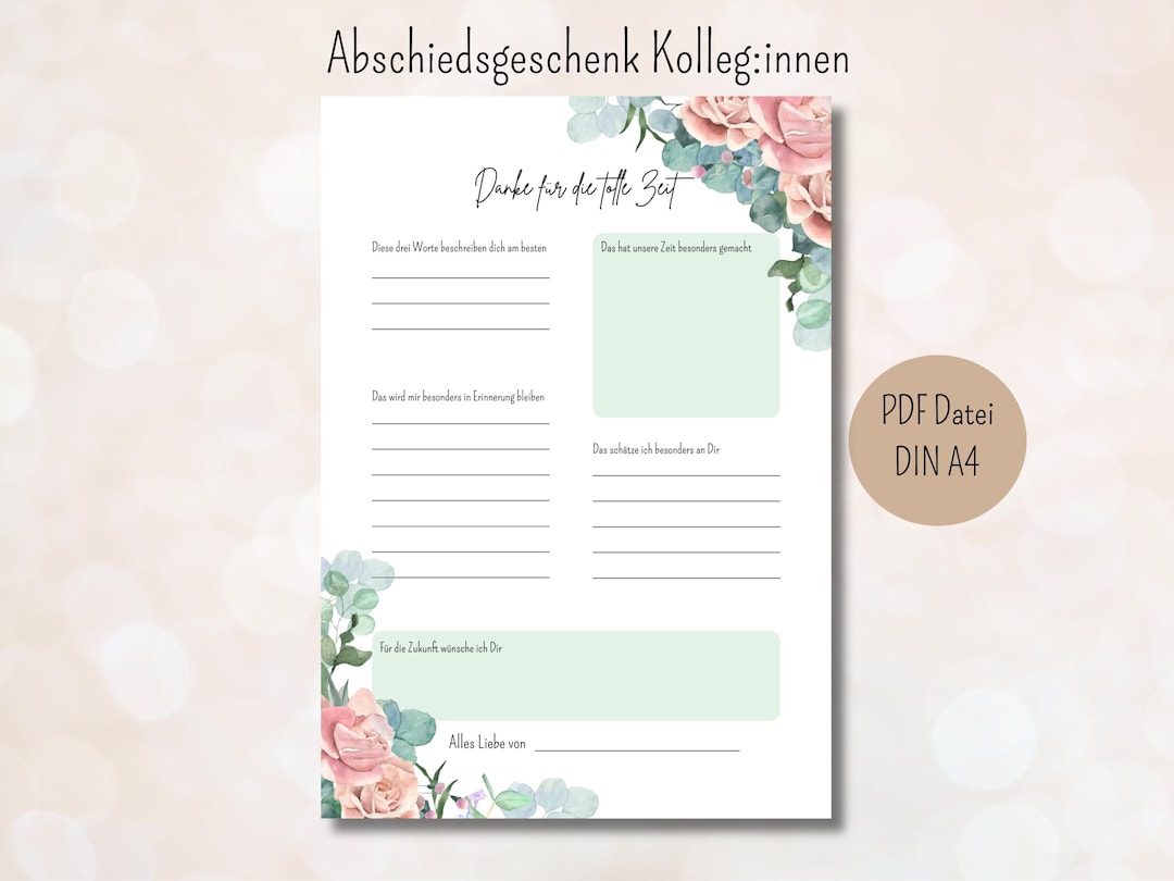 Farewell Gift Colleagues to Fill Out Farewell Card Colleague DIY Fill ...