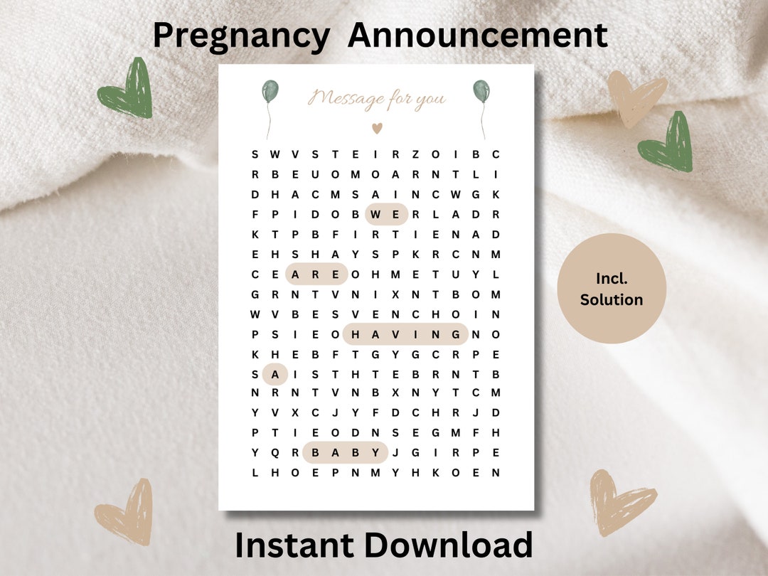 Pregnancy Announcement Puzzle Pdf Instant Download Announce Pregnancy ...