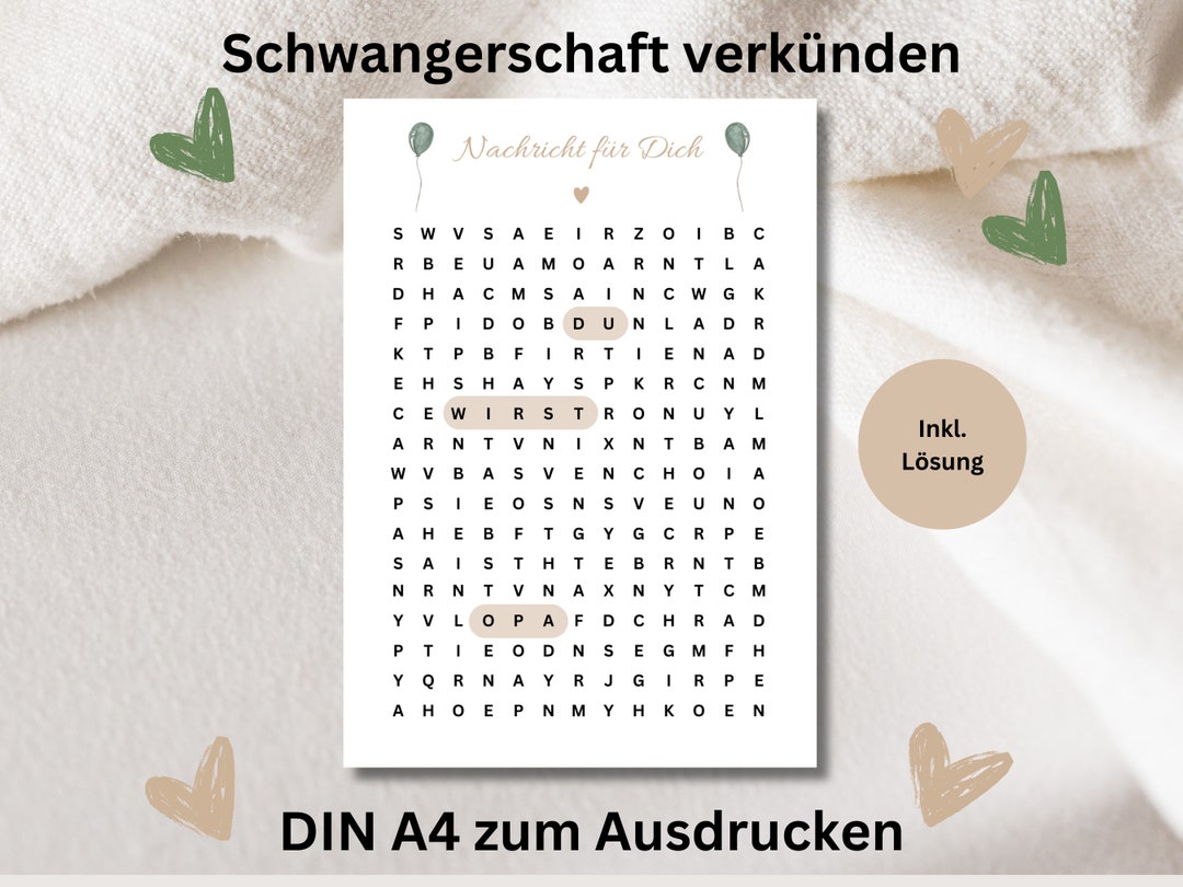 Announce Pregnancy Puzzle Pdf Instant Download Announce Pregnancy ...