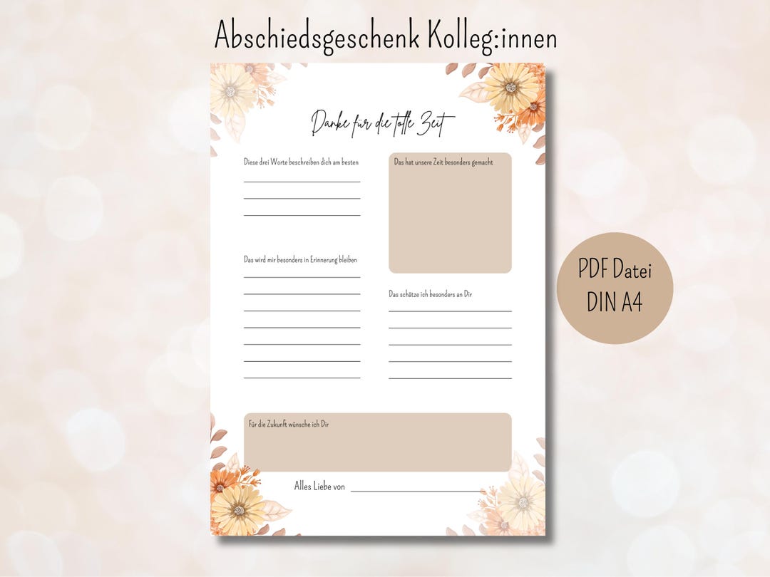 Farewell Gift Colleagues to Fill Out Farewell Card Colleague DIY Fill ...