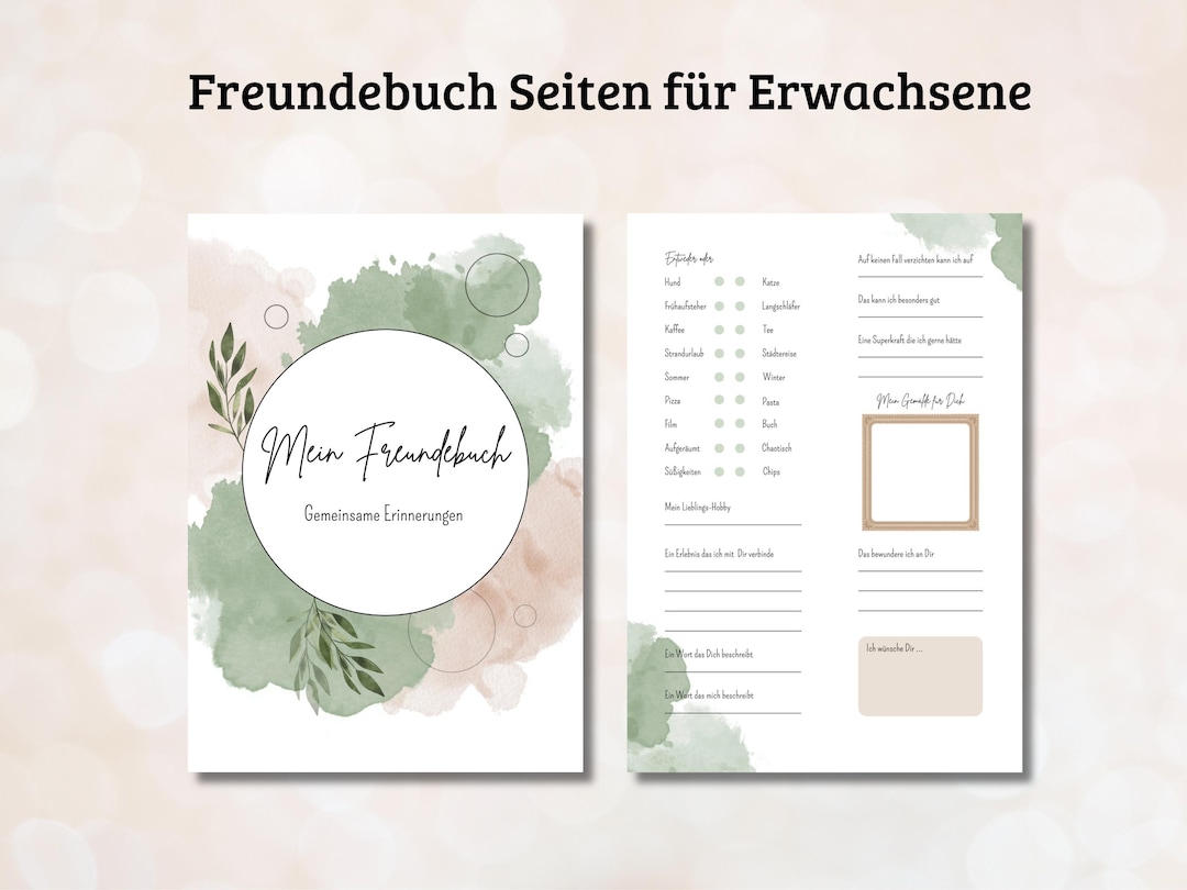 Freundebuch Seiten für Erwachsene personalisierbar Freundschaftsbuch ...