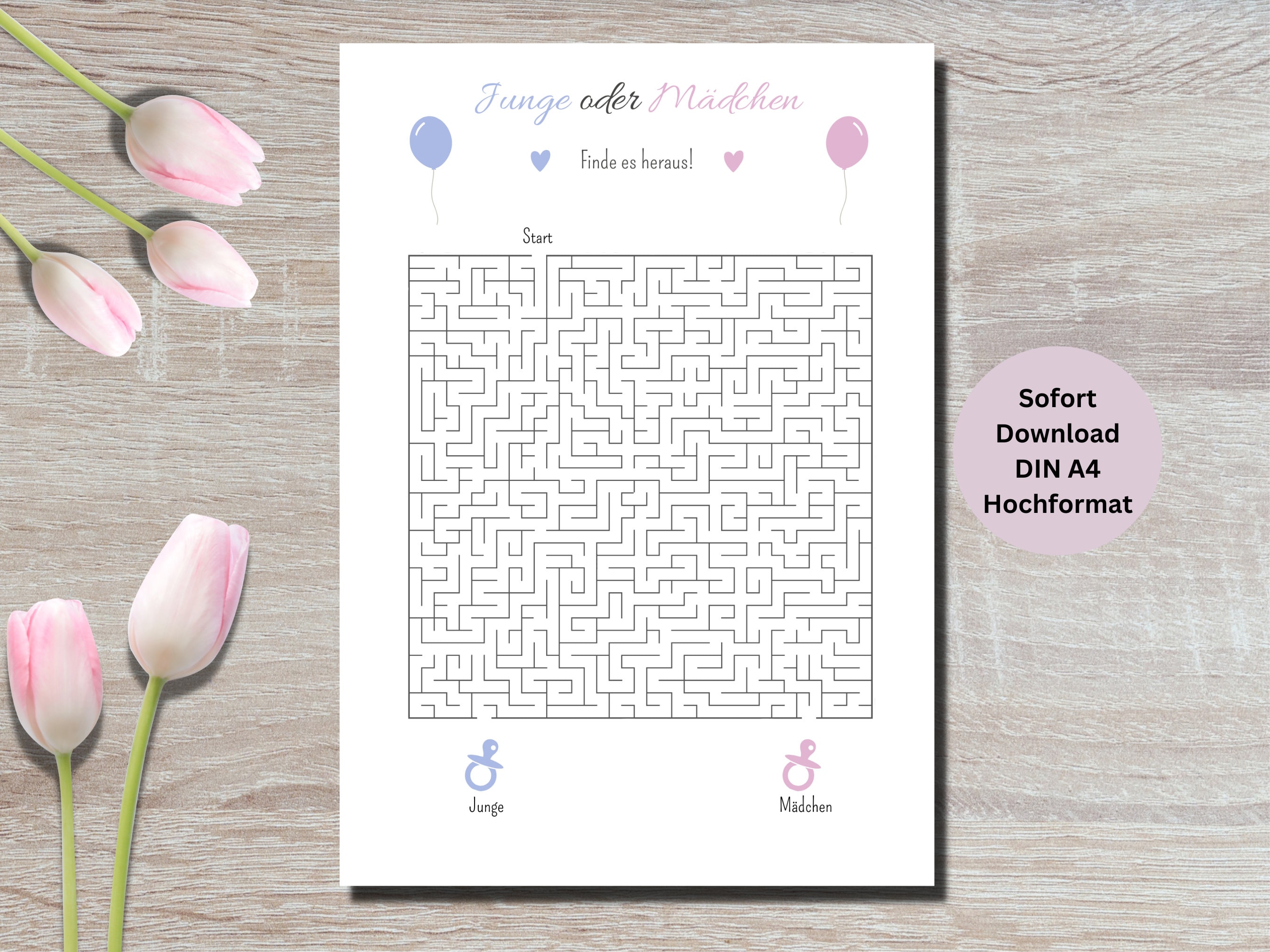Baby Gender Reveal Puzzle Guessing Game Labyrinth Pdf Boy or Girl to ...