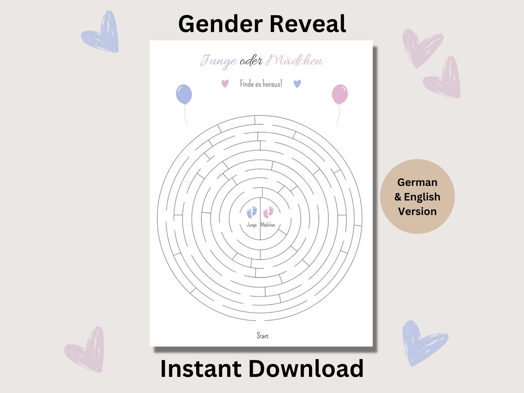 Baby Gender Reveal Puzzle Guessing Game Labyrinth Pdf Boy or Girl to ...