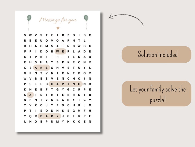 Pregnancy Announcement Puzzle Pdf Instant Download Announce Pregnancy ...