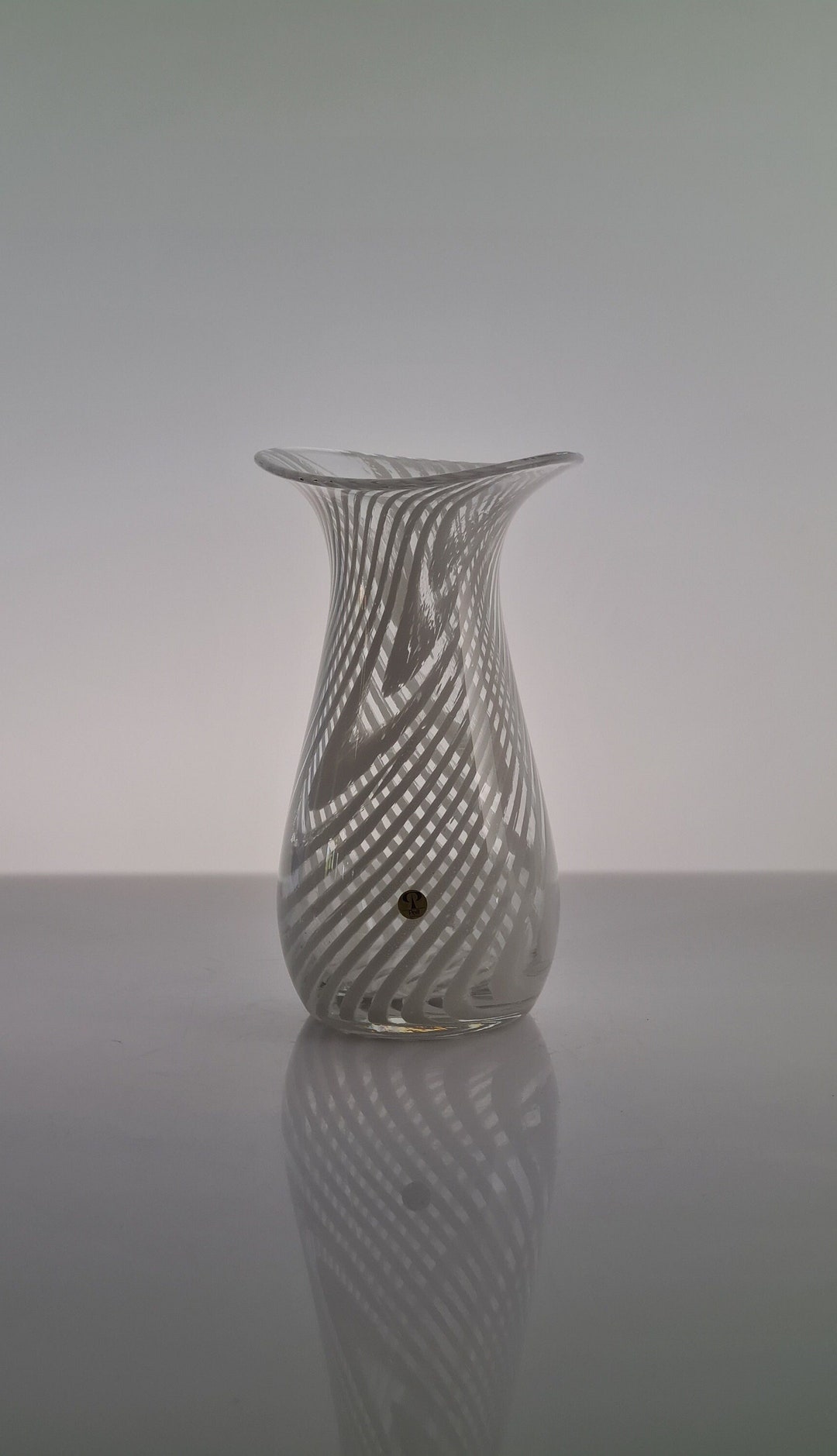 Vintage Peill Putzler Vase White Crystal Glass "zebra" Hand Made in ...