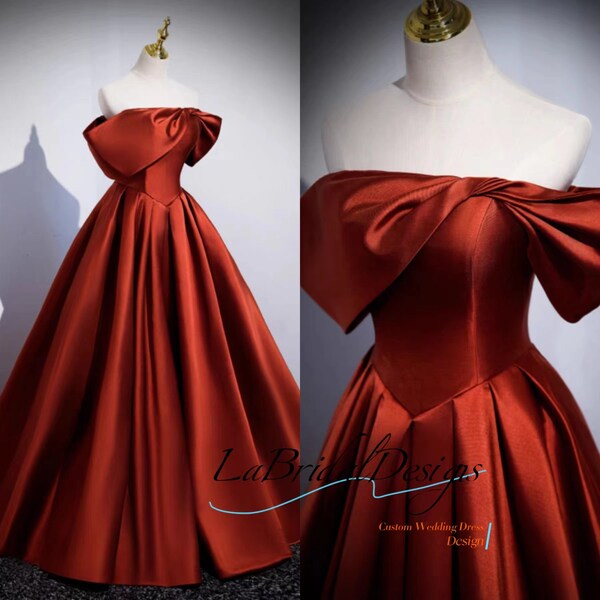 Satin Rust Bridesmaid Dress - Etsy