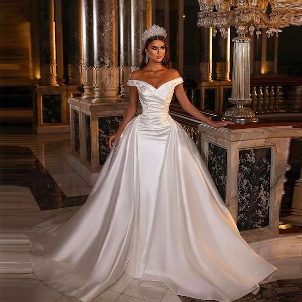Satin Wedding Dress Detachable Train - Etsy
