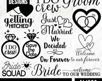 Wedding SVG Bundle, We Tied the Knot, Cricut Clipart, Wedding Cut File, Bride SVG, Bachelorette ...
