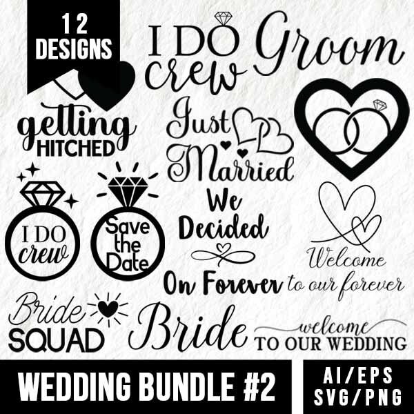 Wedding SVG Bundle, Marriage SVG, Cricut Clipart, Wedding Cut File ...