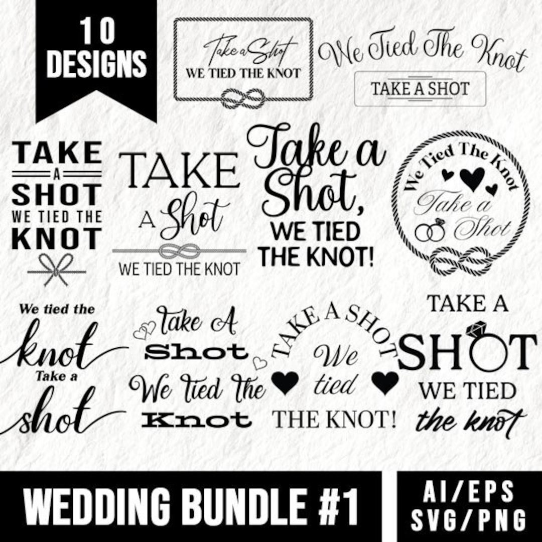 Wedding SVG Bundle, We Tied the Knot, Cricut Clipart, Wedding Cut File ...