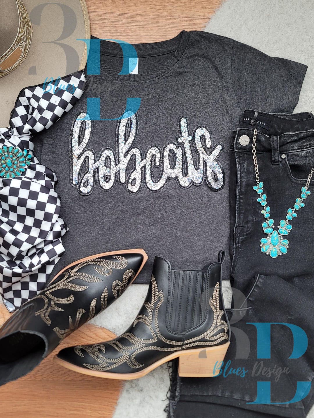 NEW Bobcats Script Sequin Patch, Black & Silver Sequin Patch, DIY Patch, Iron on Patch, Game Day ...