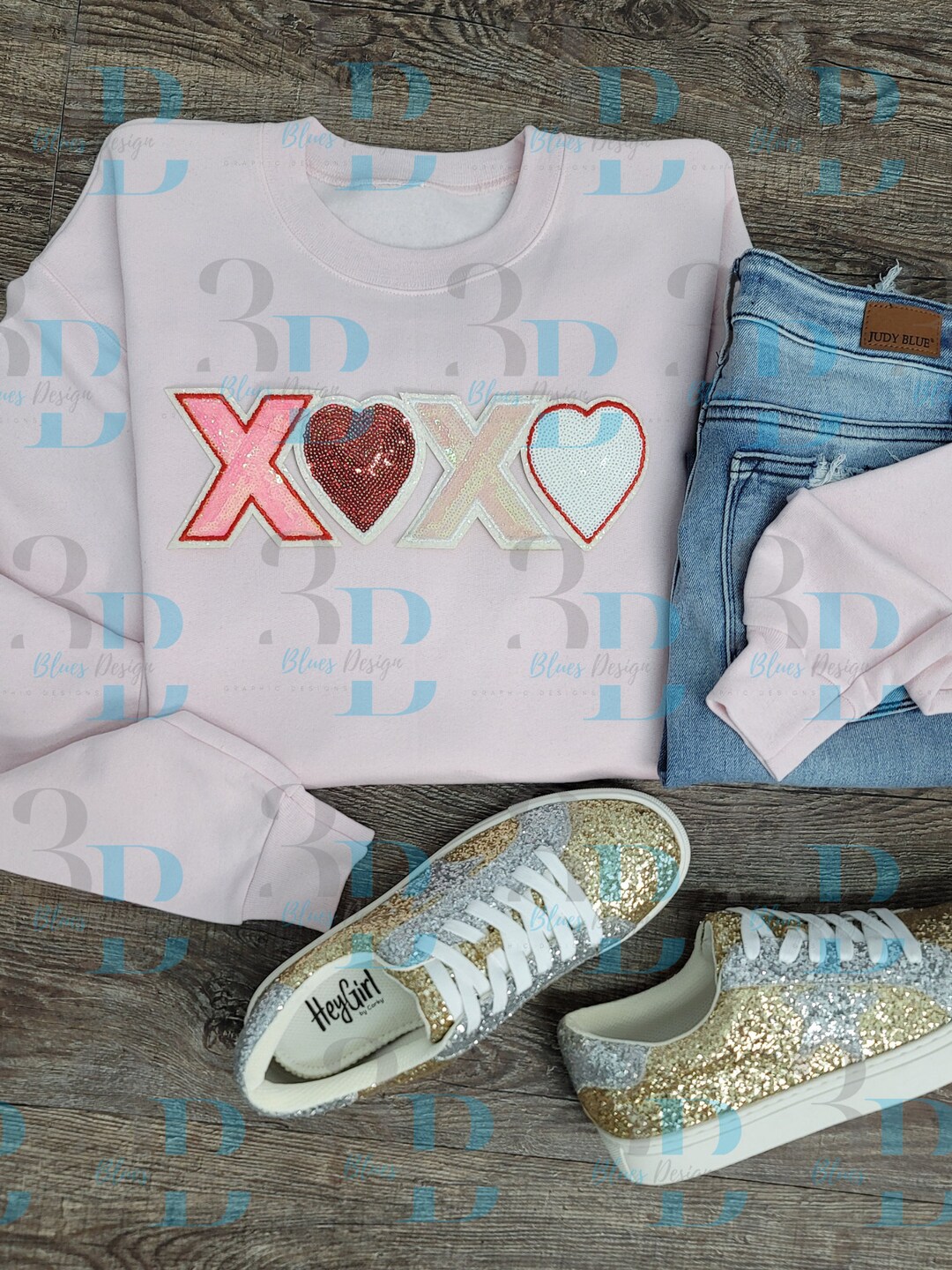 NEW XOXO Sequin Patch Heart Valentine's Day Iron On - Etsy