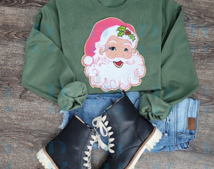 LARGE Retro Santa Iron on Patch, Santa Patch, Christmas Iron on Patch ...