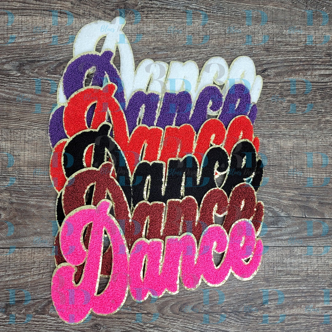 Dance Script Chenille Iron-on Patch, Large Dance Iron on Patch, Dance ...