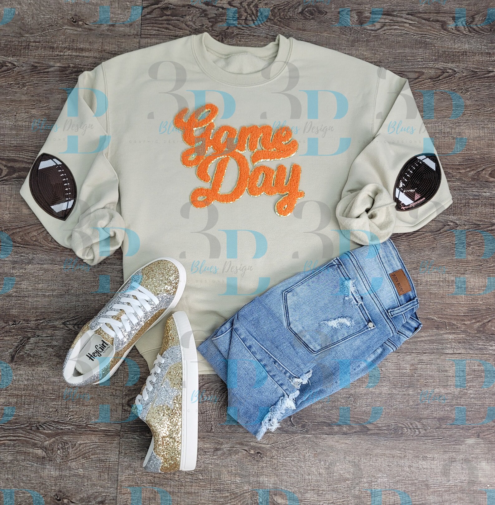 LARGE Orange Game Day Chenille Patch, Iron on Patch, Game Day, Diy Patch - Etsy