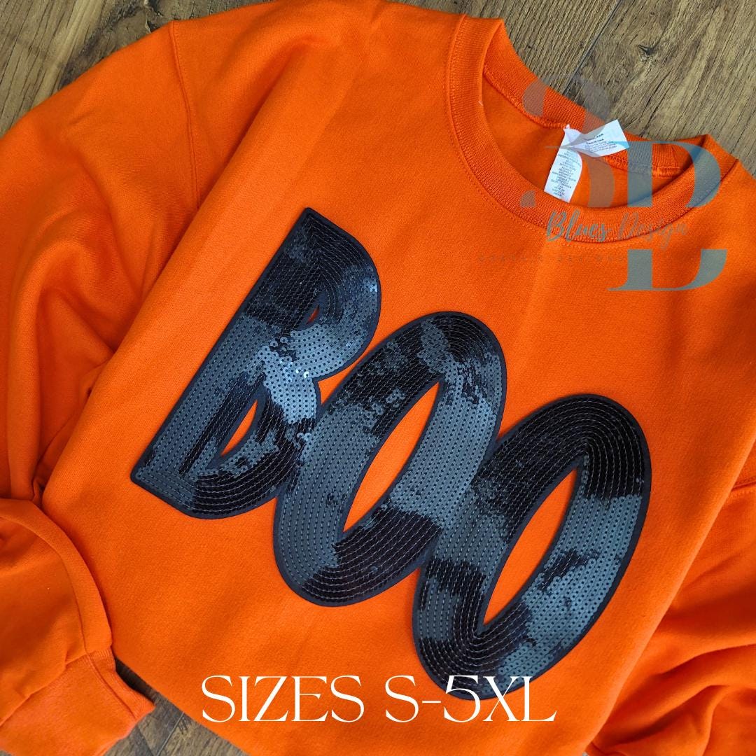 BOO Sequin Patch Sweatshirt OR Tee up to 5XL - Etsy