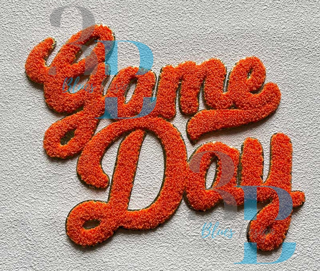 LARGE Orange Game Day Chenille Patch, Iron on Patch, Game Day, Diy ...