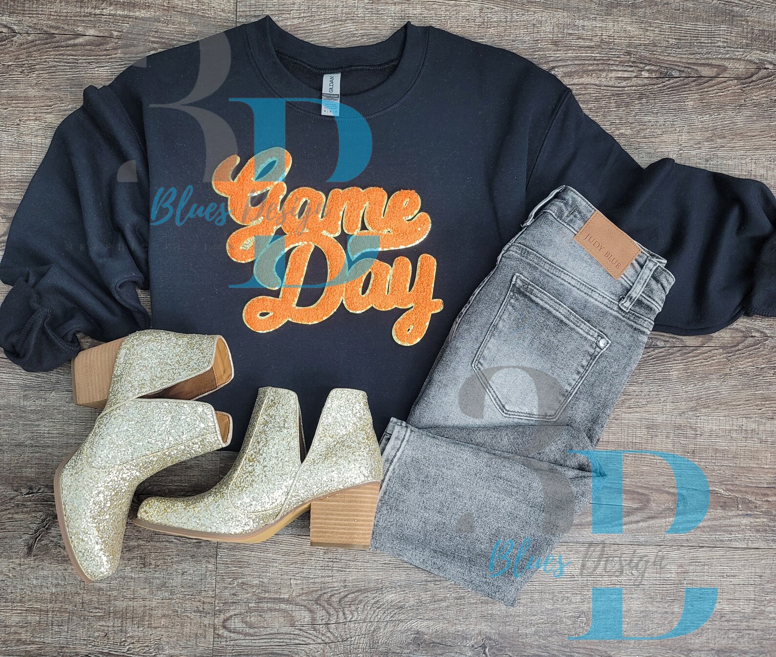 LARGE Orange Game Day Chenille Patch, Iron on Patch, Game Day, Diy ...