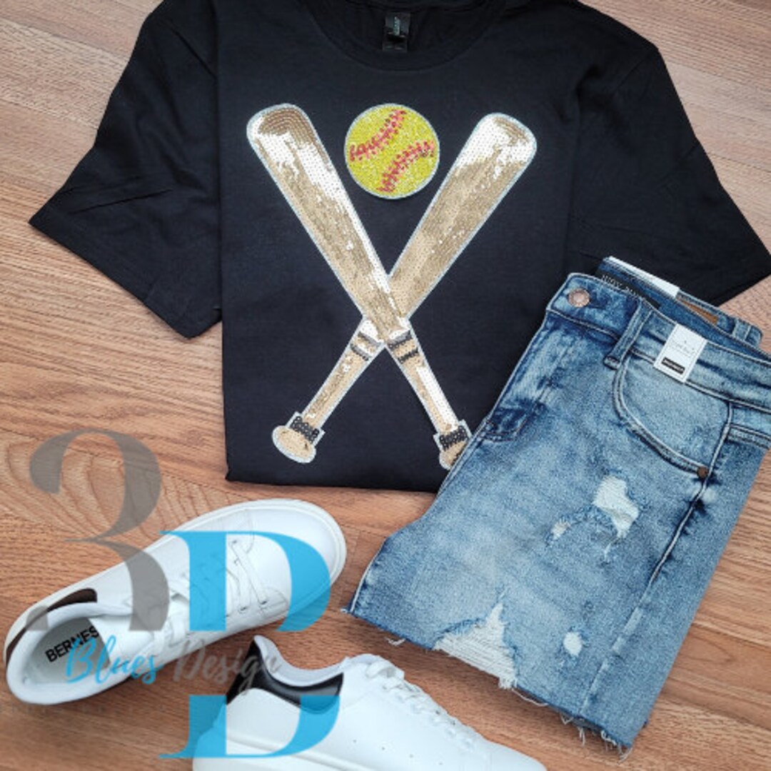 NEW Softball Sequin Patch And/or Sequin Bats, Diy Patch, Iron on Patch ...