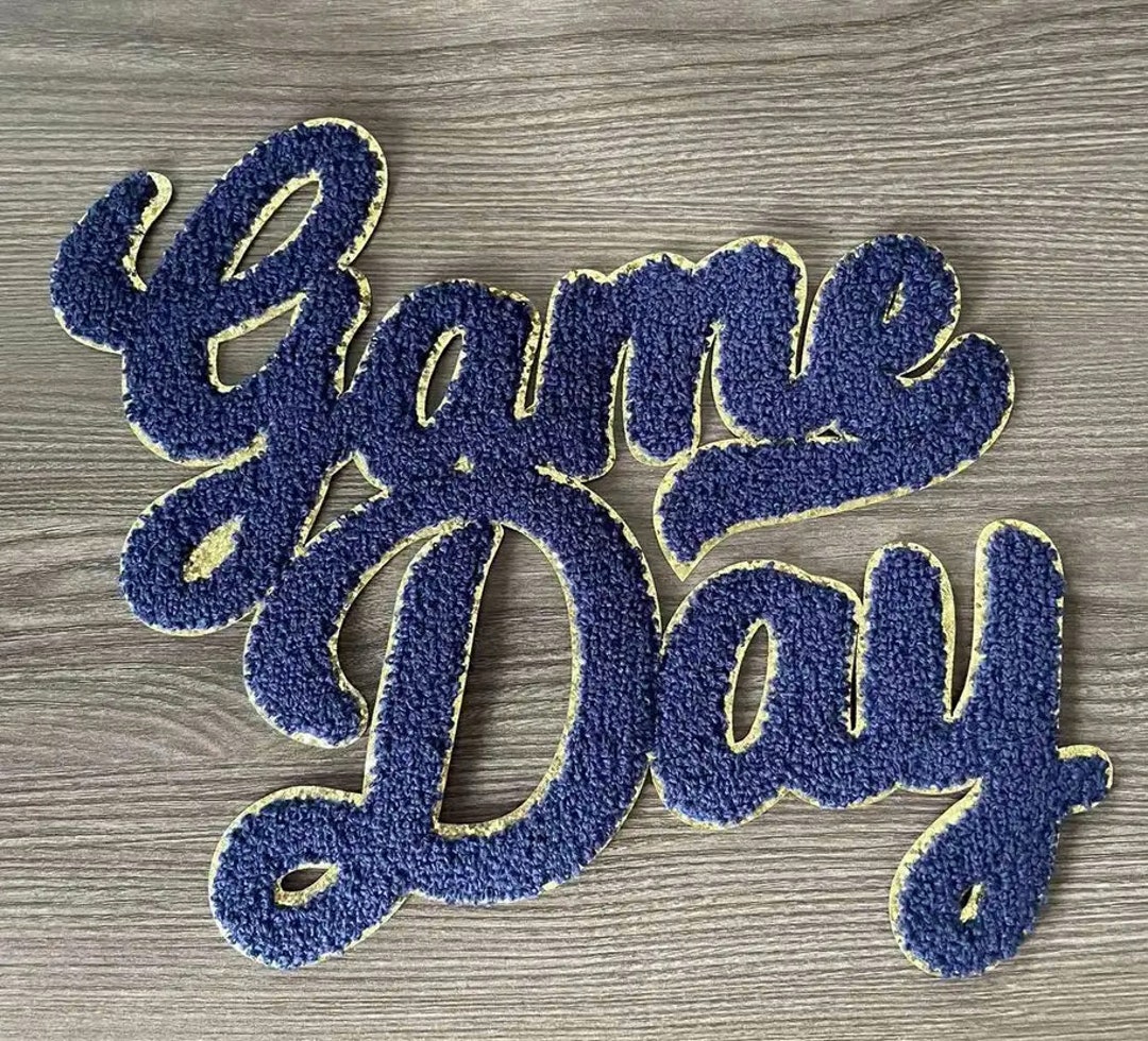 LARGE NAVY Game Day Chenille Patch, Iron on Patch, Game Day, Diy Patch ...