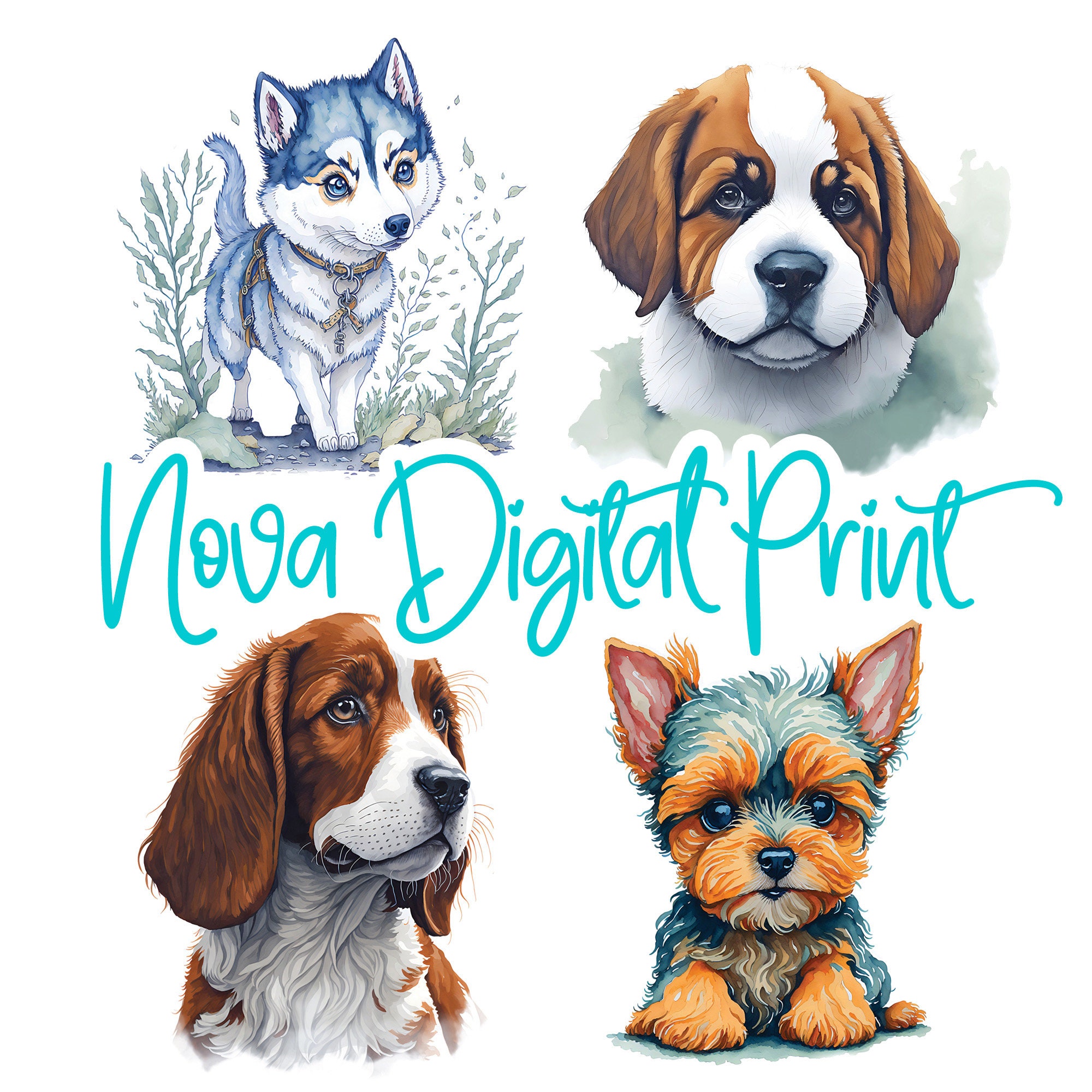Cute Popular Dog Breeds Digital Clipart Printables Gift Dog Lover ...