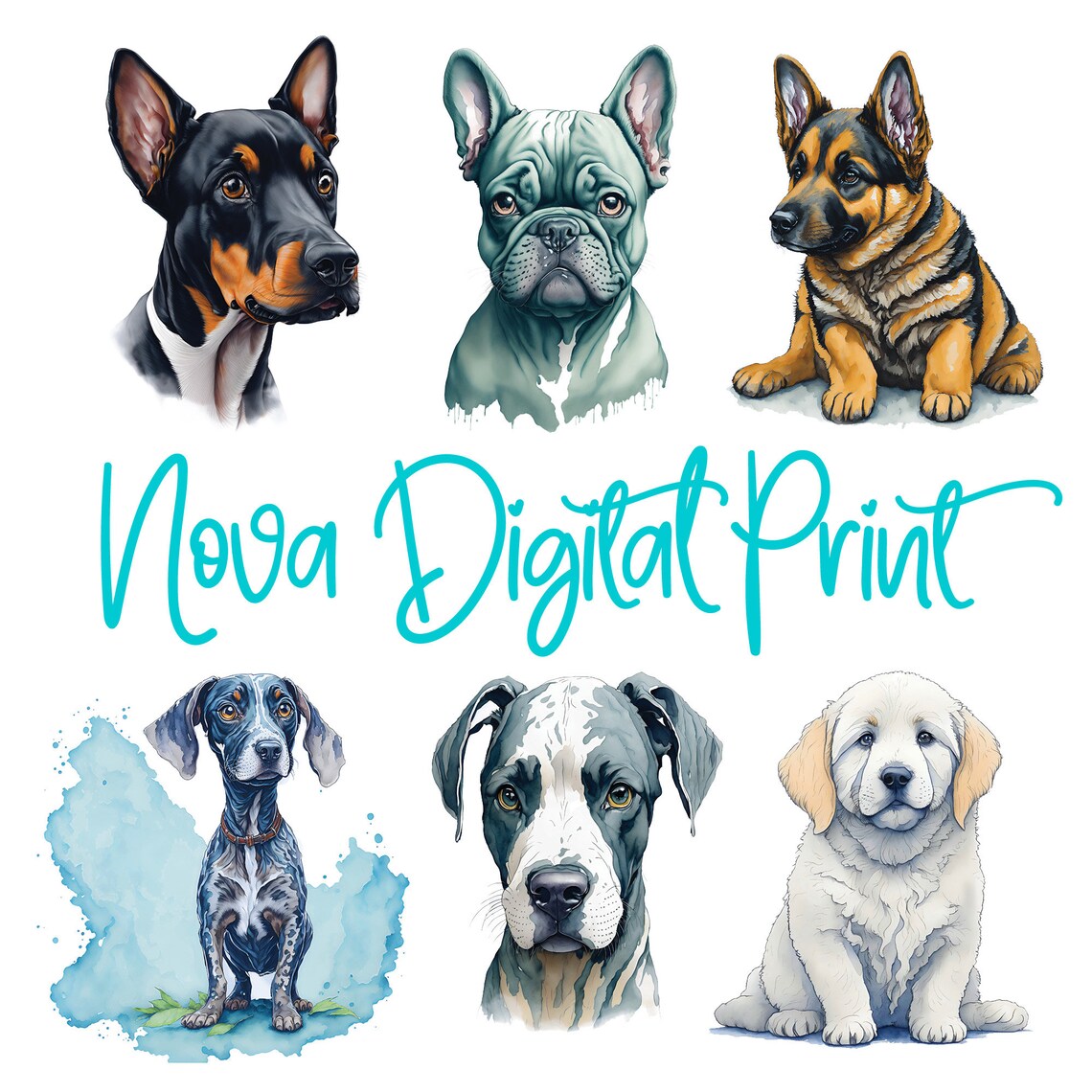 Cute Popular Dog Breeds Digital Clipart Printables Gift Dog Lover ...