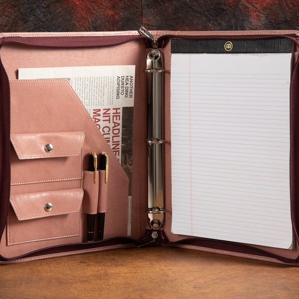 Pink Leather Portfolio - Etsy