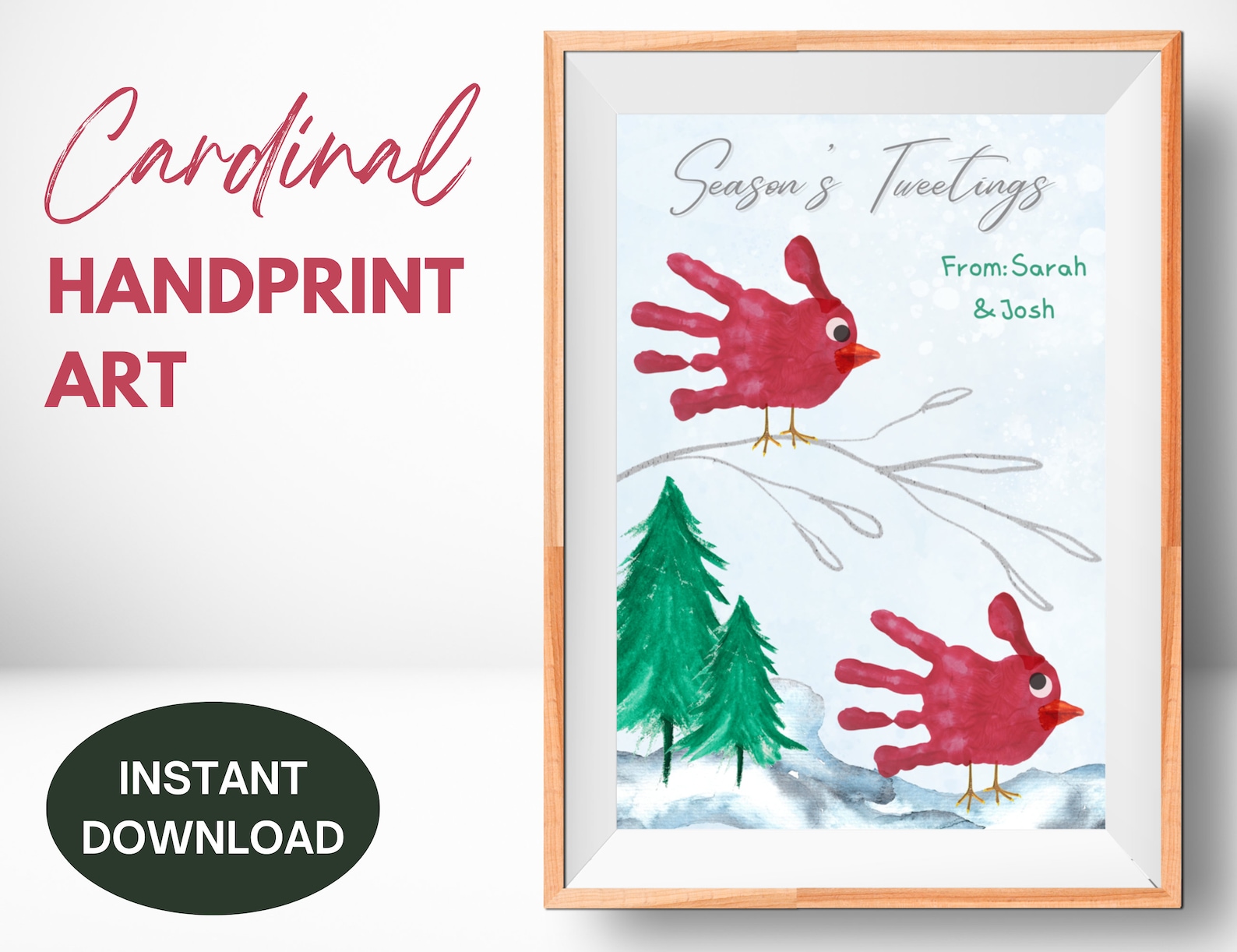 Cardinal Handprint Art Printable | Christmas Handprint Craft | Winter ...