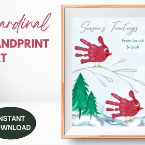 Cardinal Handprint Art Printable | Christmas Handprint Craft | Winter ...
