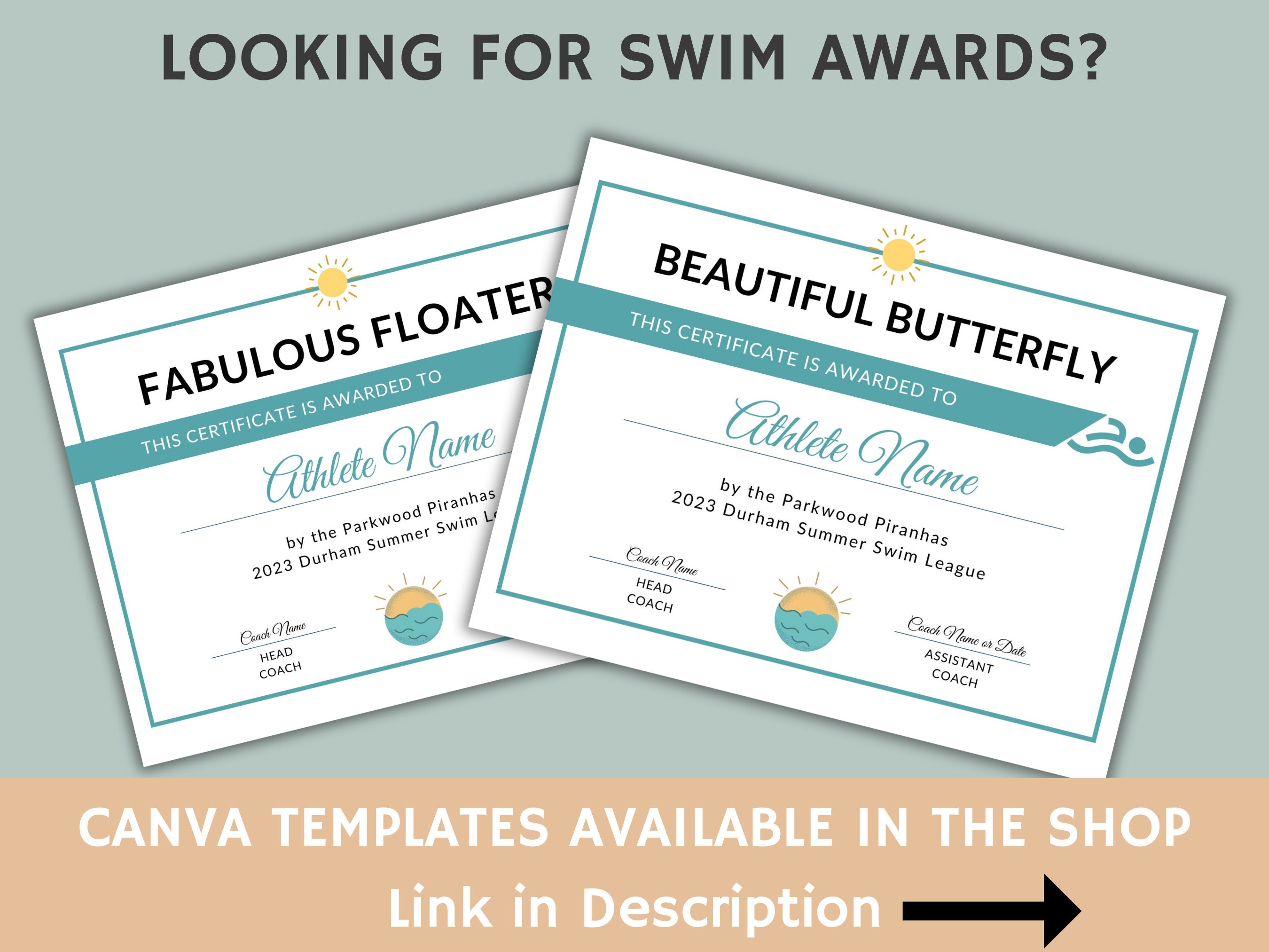 Editable Swim Lesson Certificate Template Canva Template Printable ...