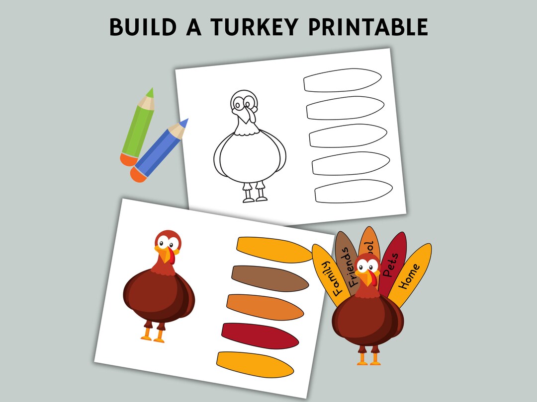 Build A Turkey Printable | Thankful Turkey | Thanksgiving Craft ...
