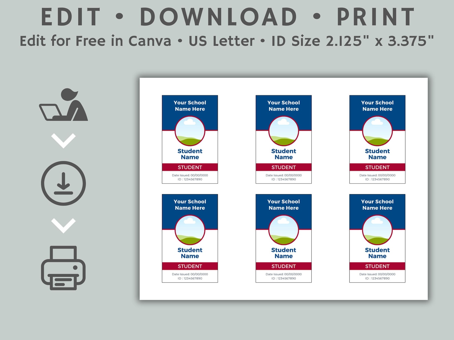 Teacher ID Card Template | School ID for Student or Teacher ...