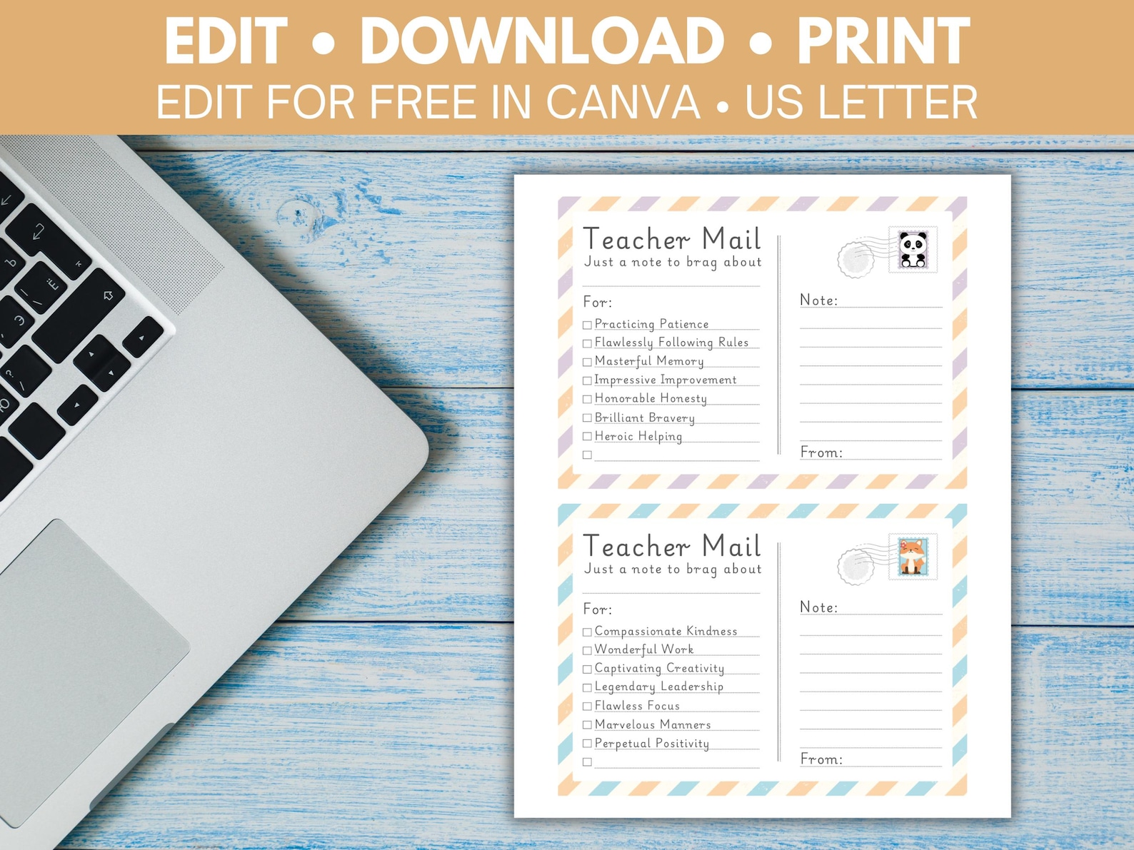 Editable Teacher Mail | Happy Mail | Quick Note | Teacher Note for ...
