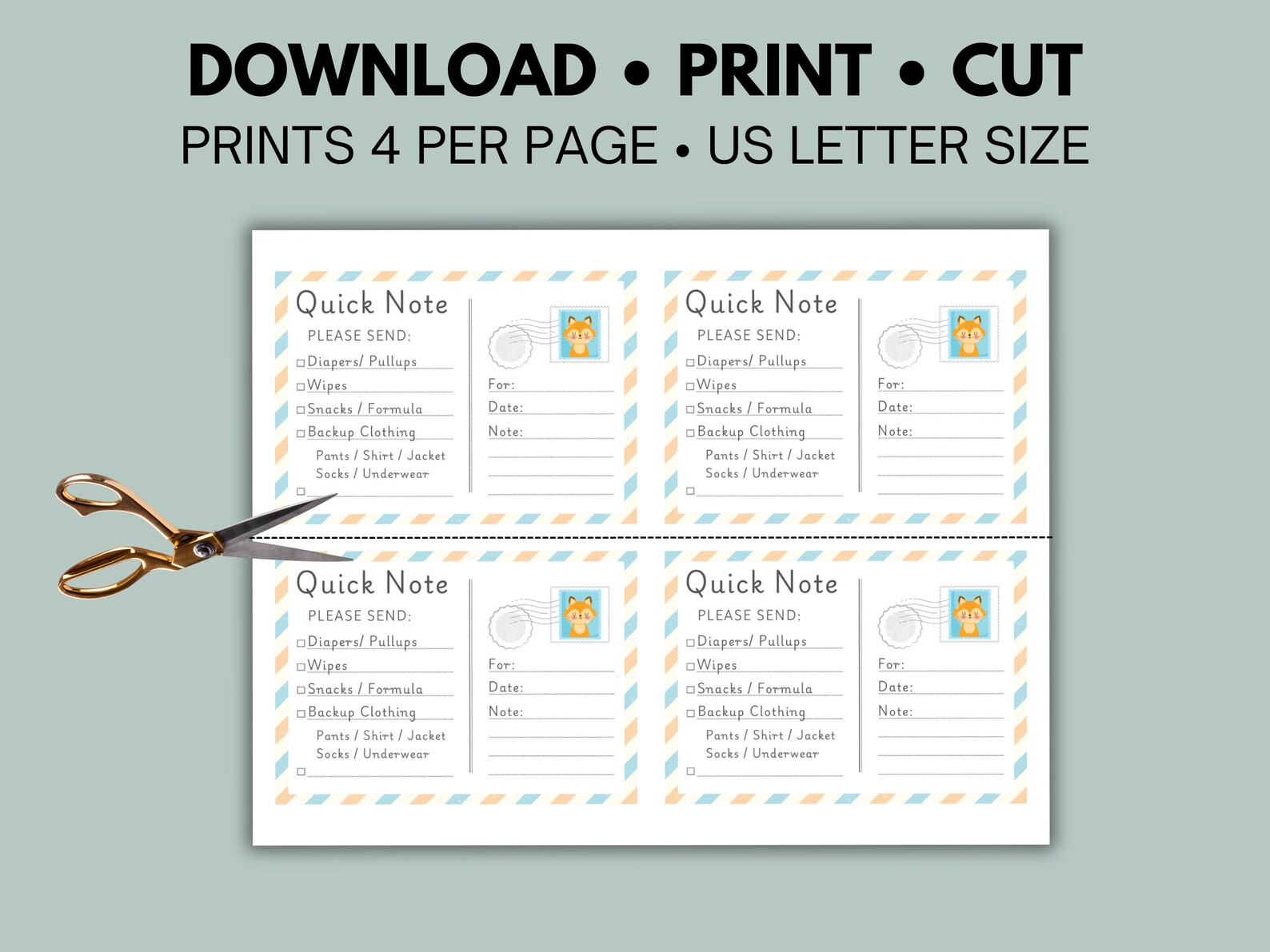 Daycare Note | Printable | Daycare Quick Note | Home Daycare Forms ...