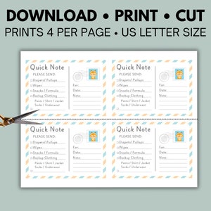 Daycare Note | Printable | Daycare Quick Note | Home Daycare Forms ...