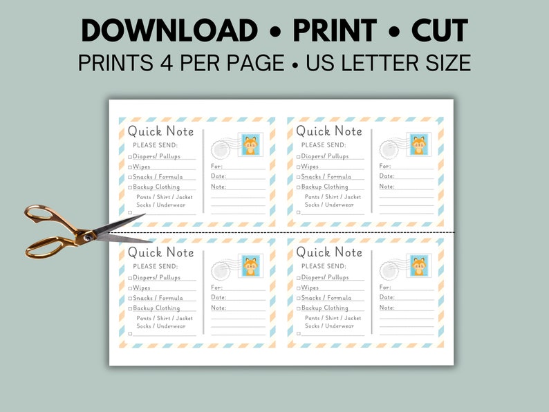 Daycare Note | Printable | Daycare Quick Note | Home Daycare Forms ...