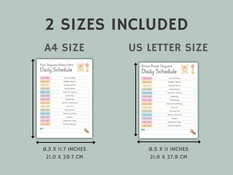 Daycare Daily Schedule | Editable + Printable | Canva Template | for ...