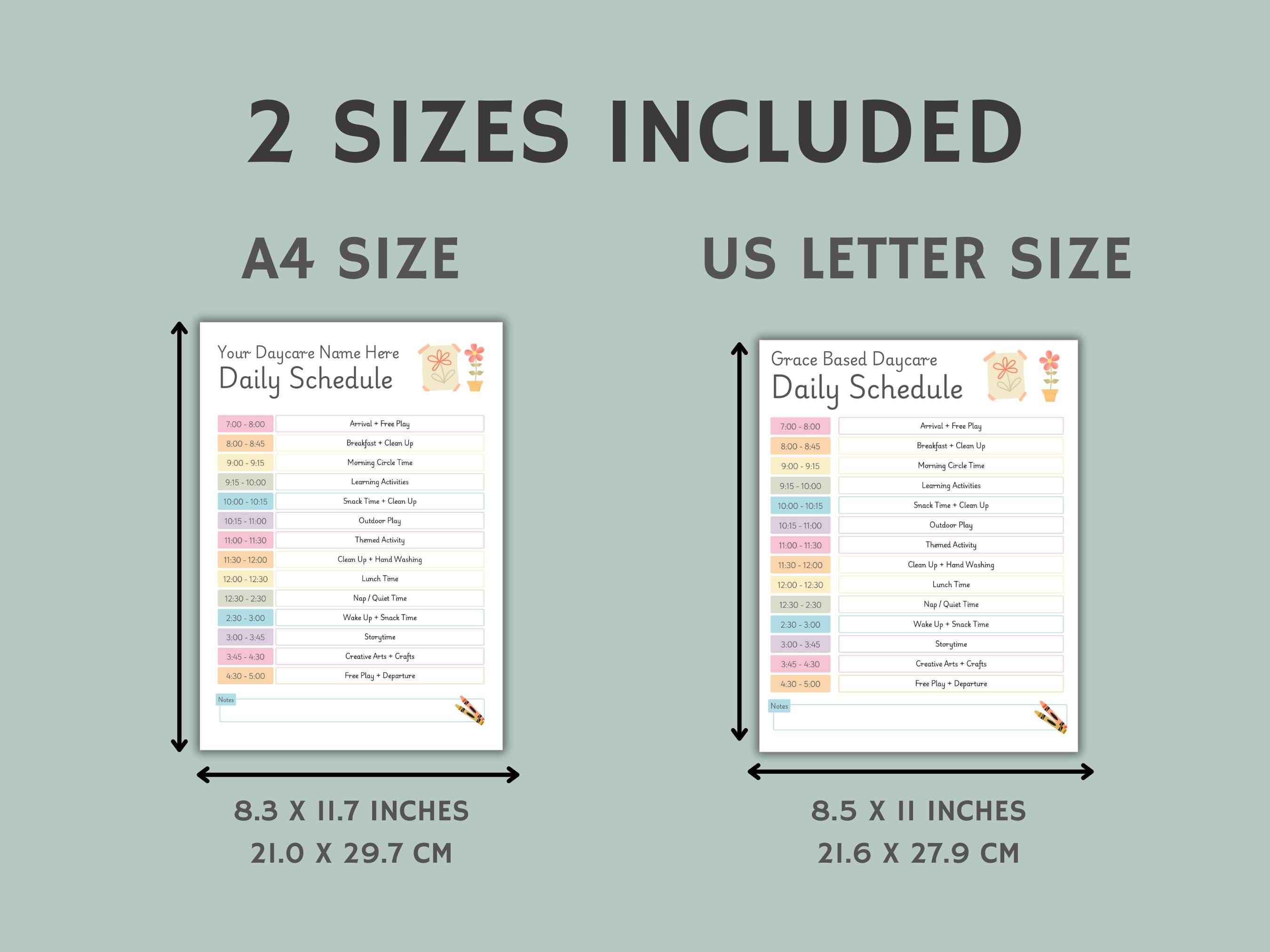 Daycare Daily Schedule | Editable + Printable | Canva Template | for ...