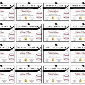Editable Baseball Award Certificate Template | Canva Template | End of ...