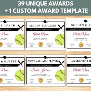 Editable Softball Award Certificate Template Canva Template Printable ...